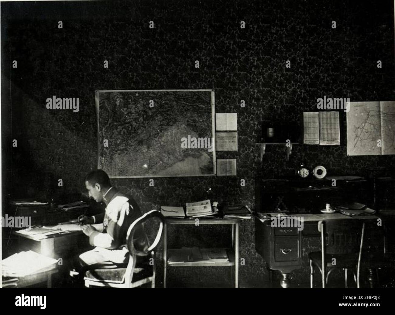 Field weather station X. Chancelle, on the wall barograph, card of the ...