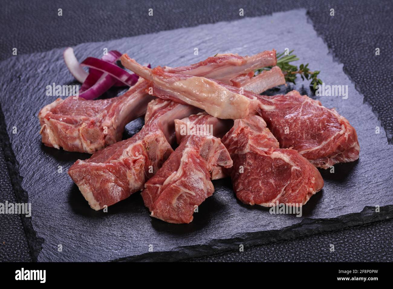 Raw rack of lamb ready for grill Stock Photo - Alamy
