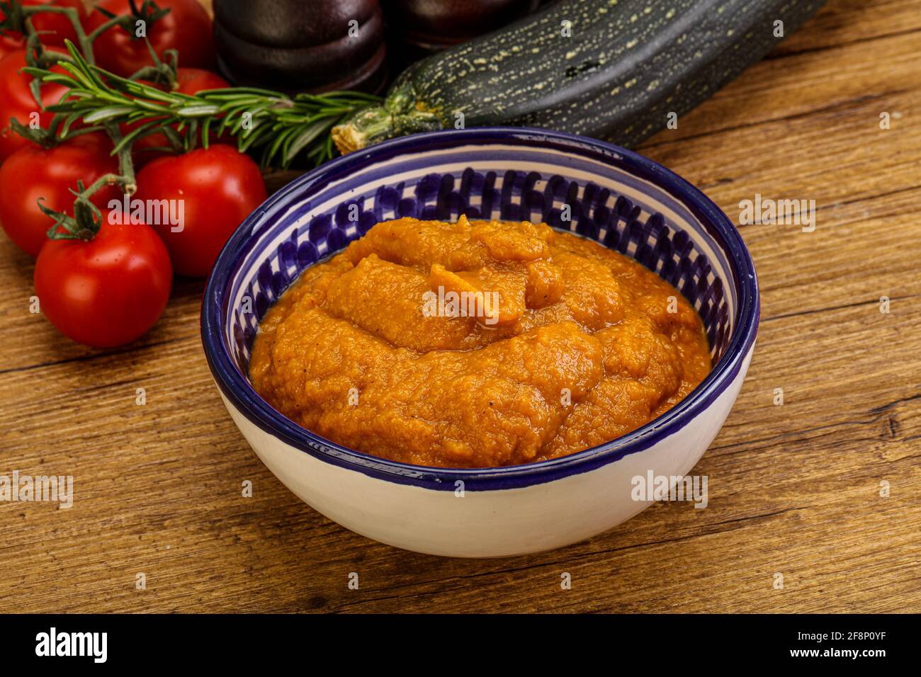 Vegetarian cuisine - Zucchini puree with herbs and spices Stock Photo ...