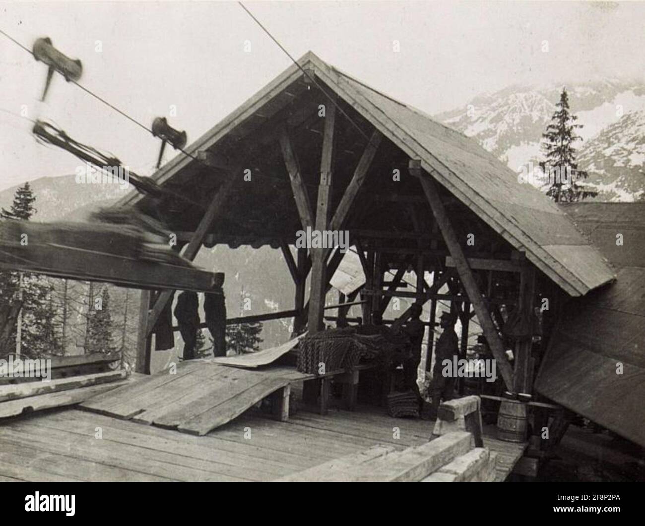 Cable car angle station Malga Strino below the Tonalestraße Stock Photo ...