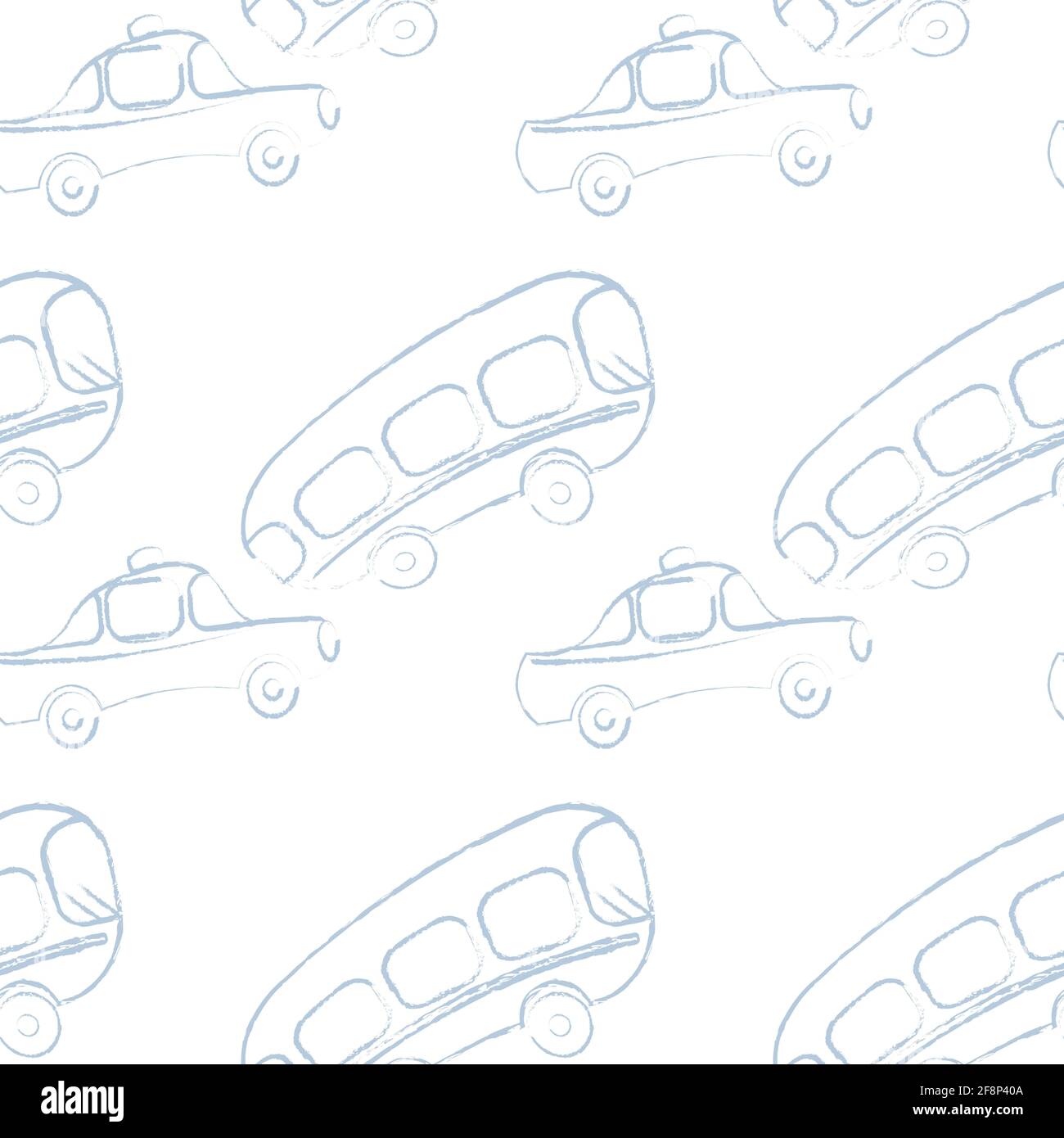 Seamless texture, pattern on a square background - transport - bus and ...