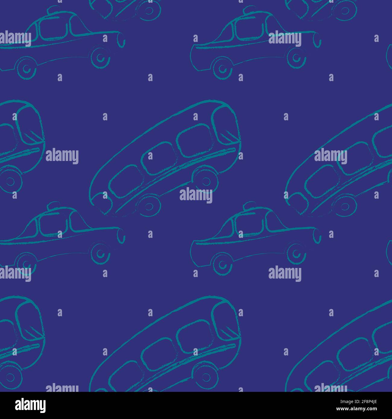 Seamless texture, pattern on a square background - transport - bus and ...