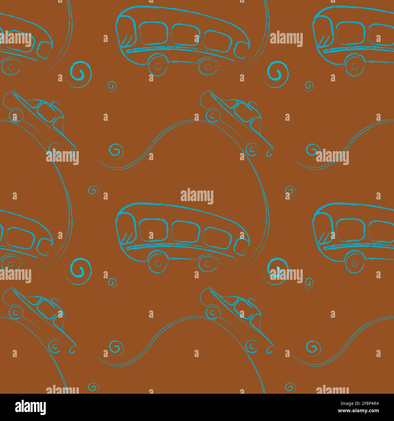 Seamless texture, pattern on a square background - transport - bus and ...