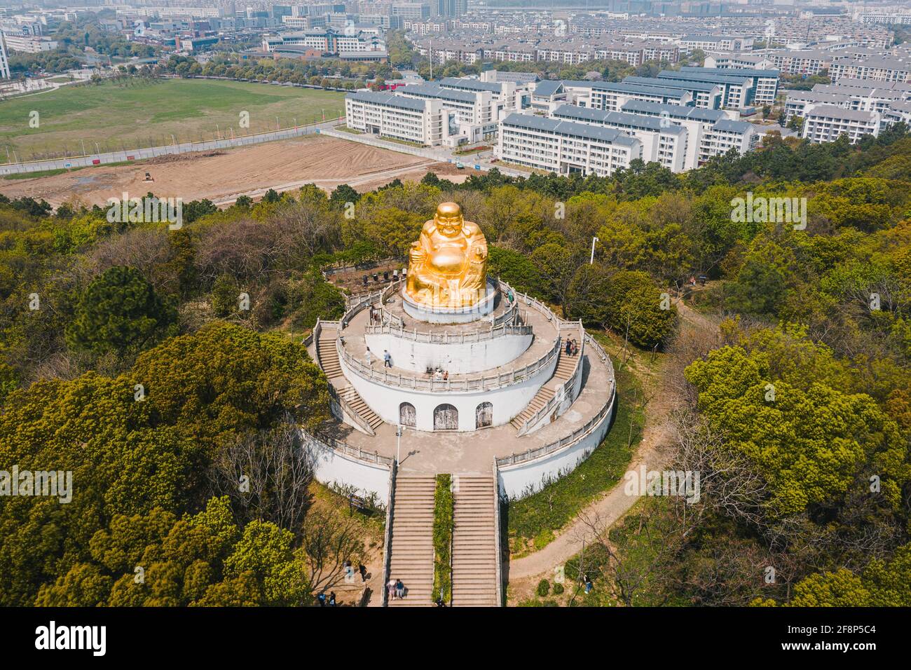 Aerial view of the golden big buddha in Shangfang Mountain in Suzhou, China Stock Photo - Alamy