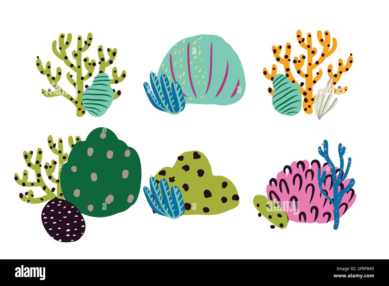 Set of colorful underwater design elements. Vector illustration Stock ...