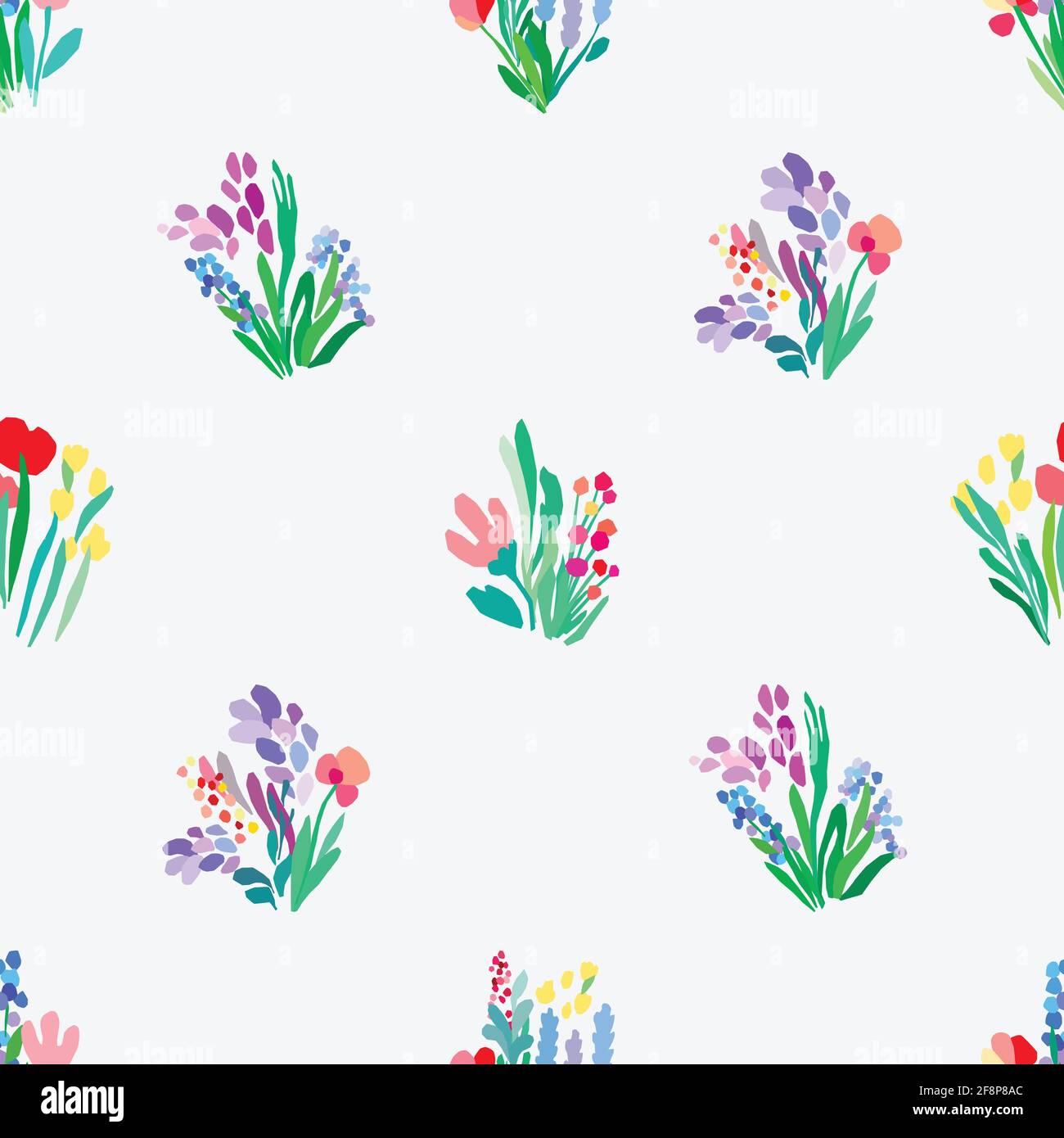 Seamless pattern with flowers, plant vector background Stock Vector ...