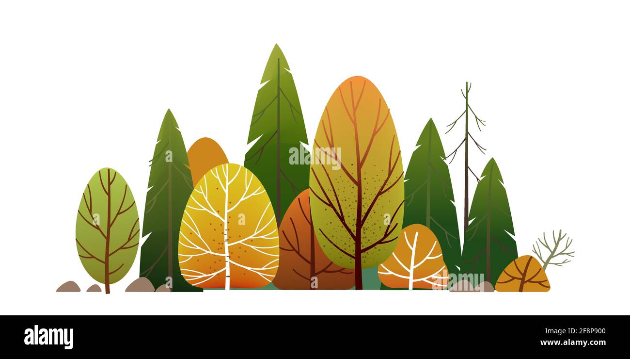 Deciduous trees and on an alley Stock Vector Images - Alamy