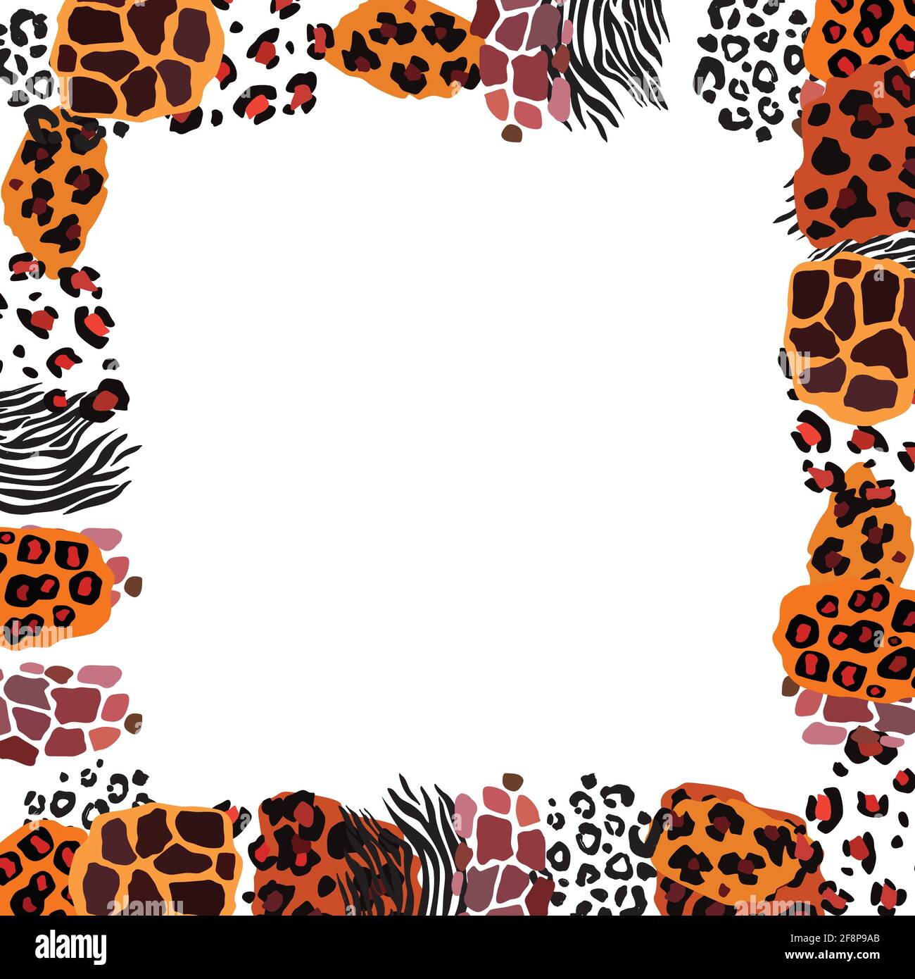 Animal vector frame. Abstract border on white background Stock Vector ...