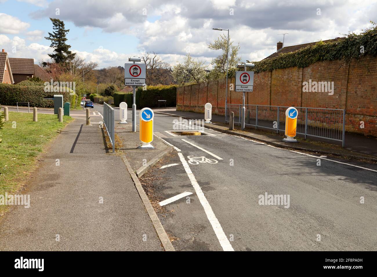 A large steel reinforced block in the centre of a narrowed section of ...