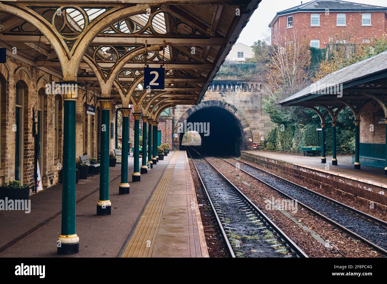 The landscape of Knaresborough Railway Station, United Kingdom Stock ...