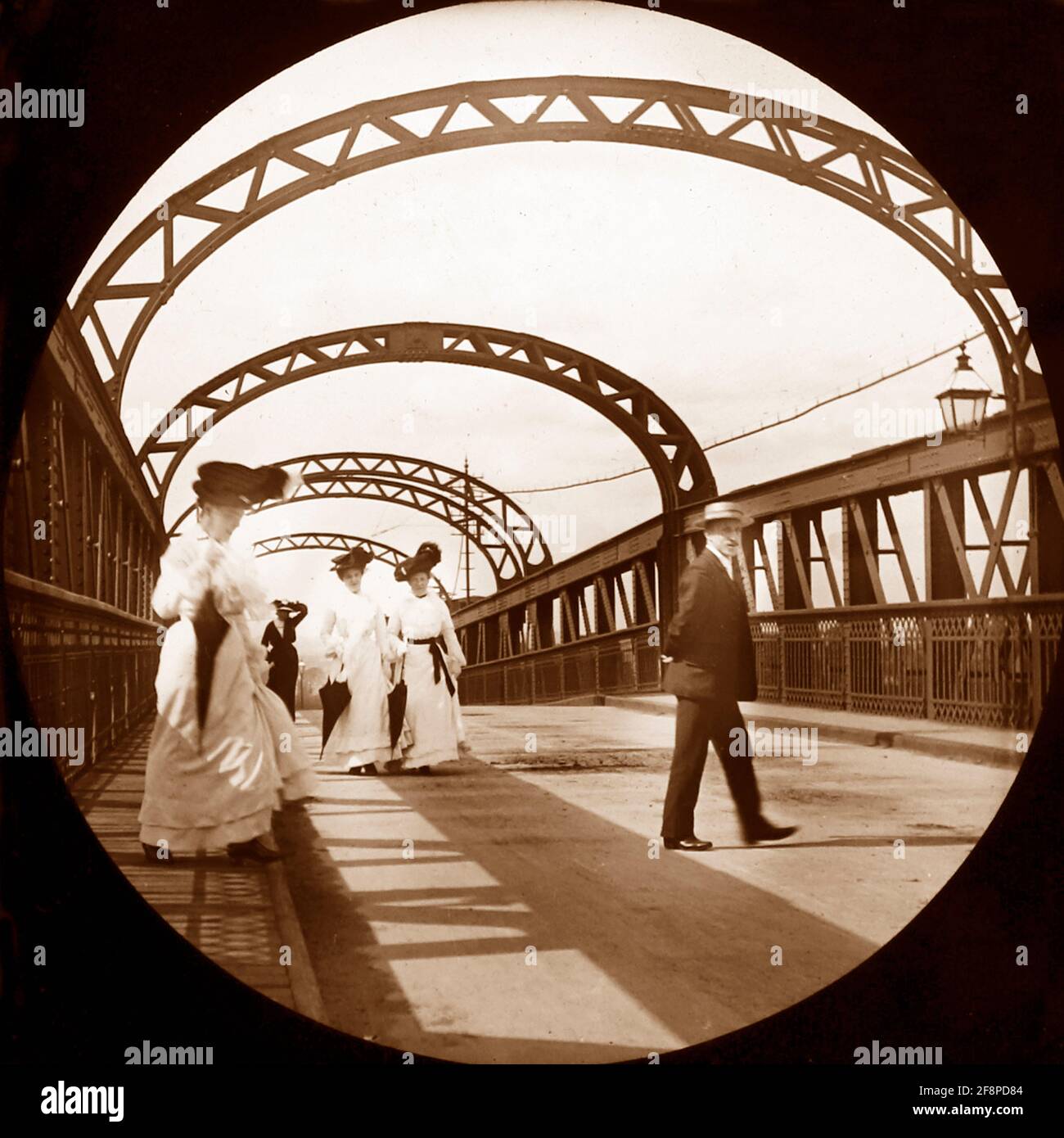 The Cantilever Bridge, Latchford, Victorian period Stock Photo - Alamy