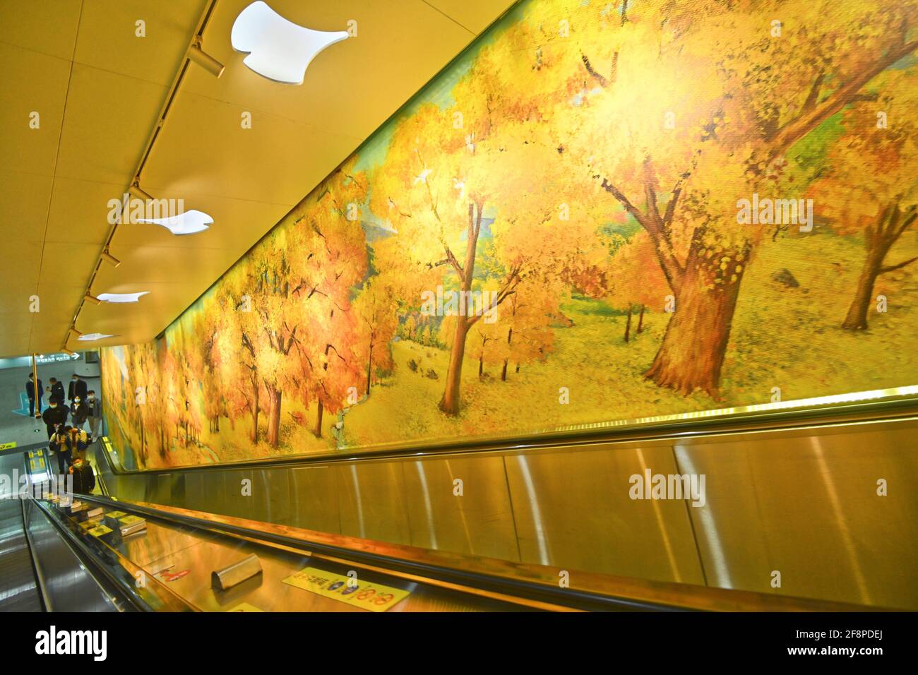 DUJIANGYAN, CHINA - APRIL 13, 2021 - Mural paintings are seen on both ...