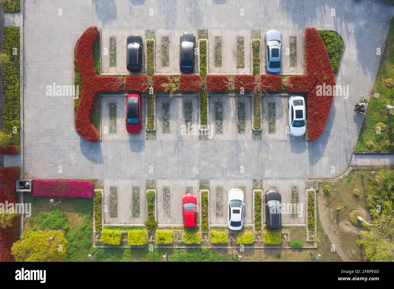 Aerial view of outdoor park parking lot Stock Photo - Alamy