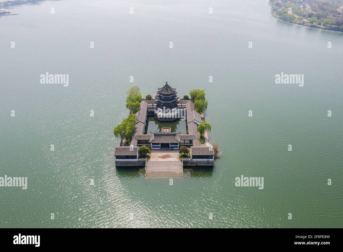 Aerial view of the landscape of the public park in Stone Lake area ...
