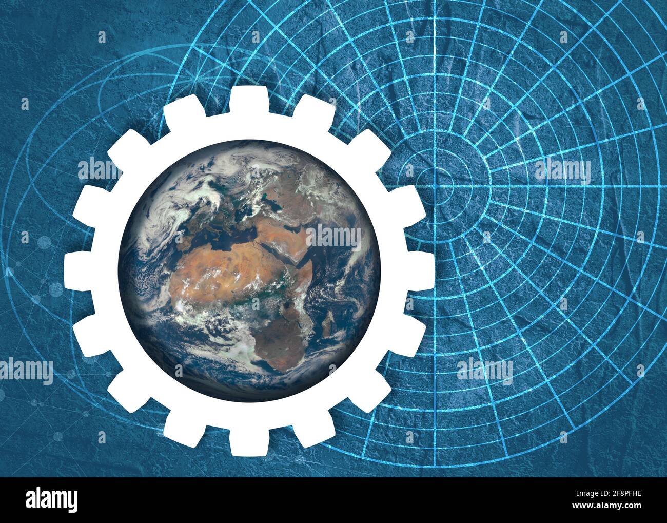 Old blueprint background texture. Technical backdrop paper. Earth globe ...