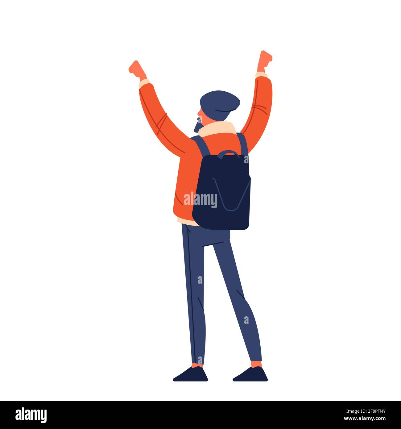 Back view man raised fist Stock Vector Images - Alamy