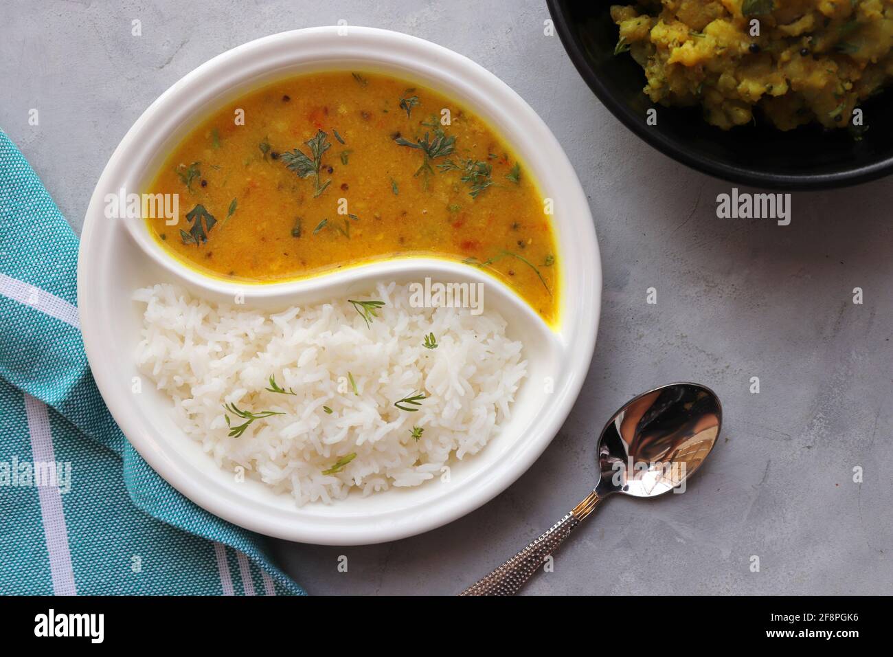 Healthy nutritious Indian comfort food Dal Chawal thali or Dal Rice ...