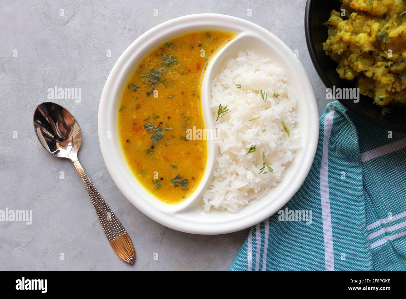Healthy nutritious Indian comfort food Dal Chawal thali or Dal Rice ...