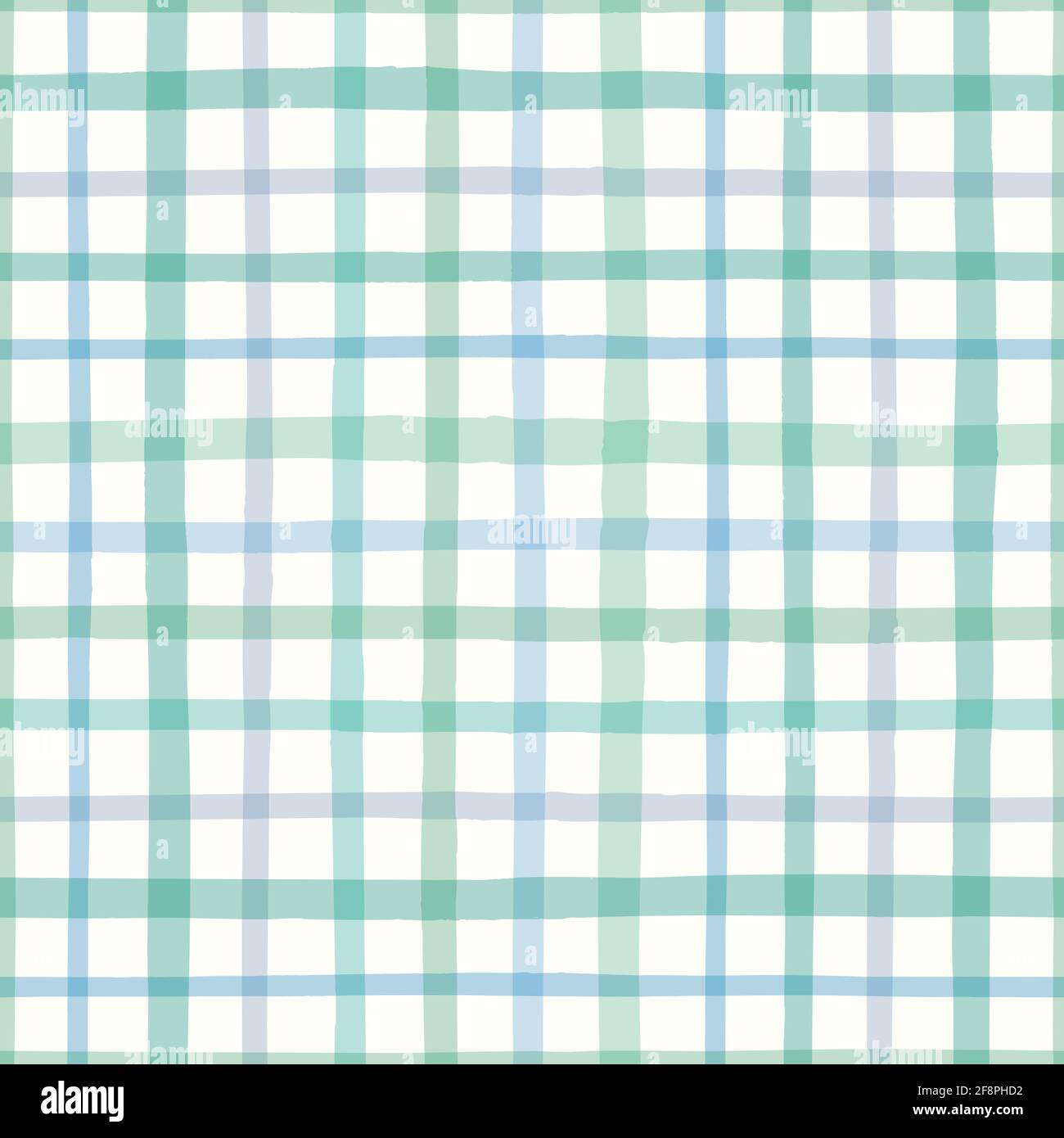 Check pattern in green. Vector seamless repeat of hand drawn checked ...