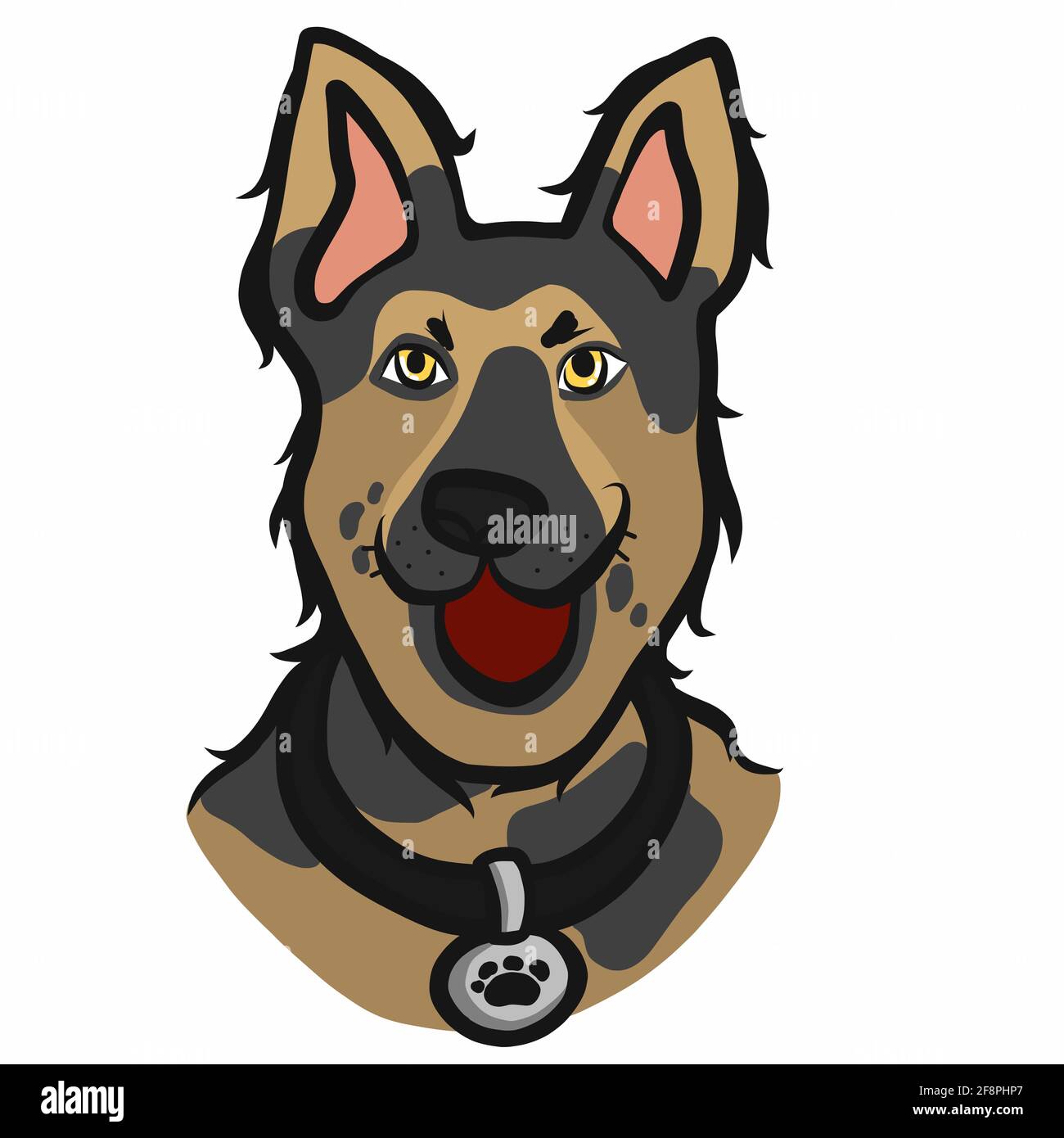Alsatian dog face cartoon vector illustration Stock Vector Image & Art ...