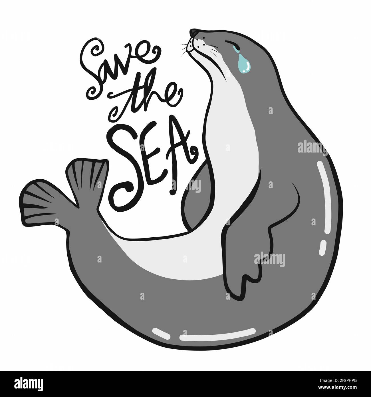 Sea lions save the sea cartoon vector illustration Stock Vector Image ...