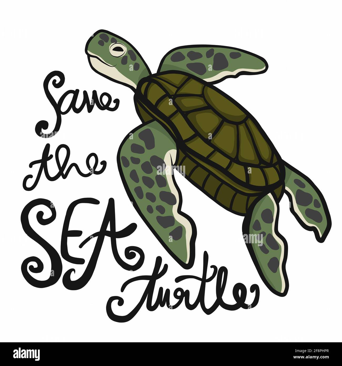 Save the sea turtle cartoon vector illustration Stock Vector Image ...