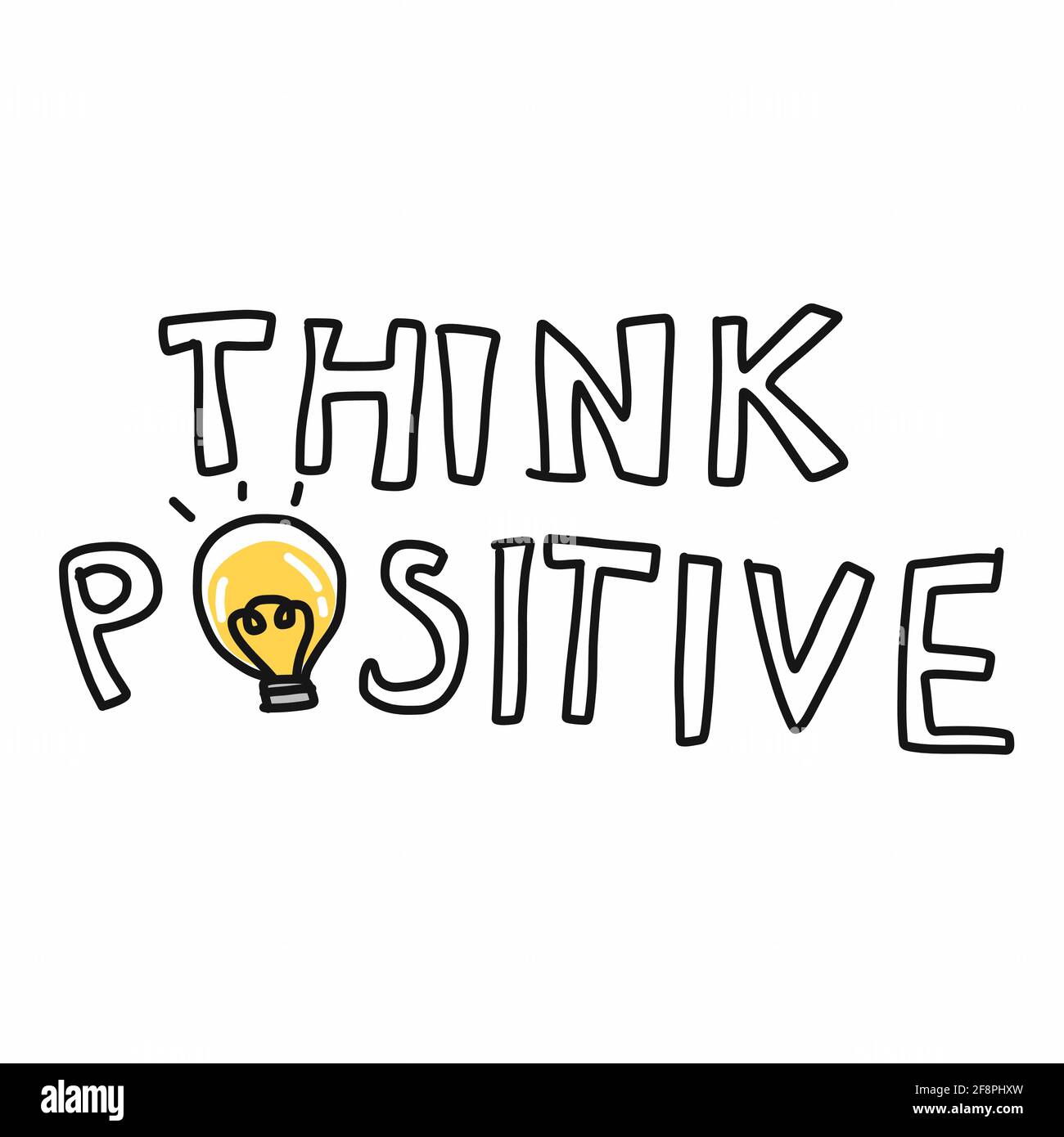 Think positive word and light bulb vector illustration Stock Vector ...