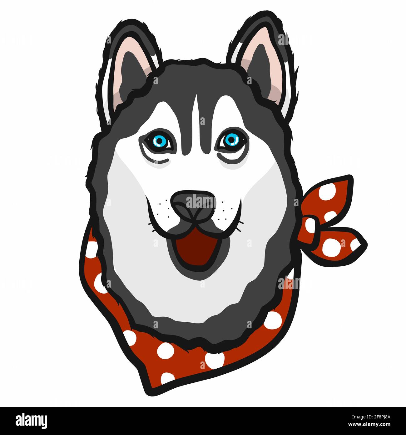 Siberian Husky dog face cartoon vector illustration Stock Vector Image ...