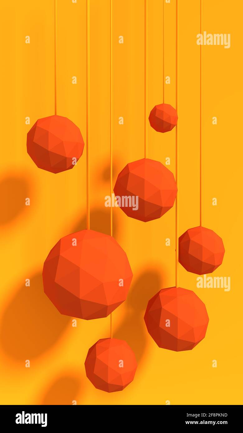 Platonic solid design. Hanging low poly shapes. 3D rendering Stock ...