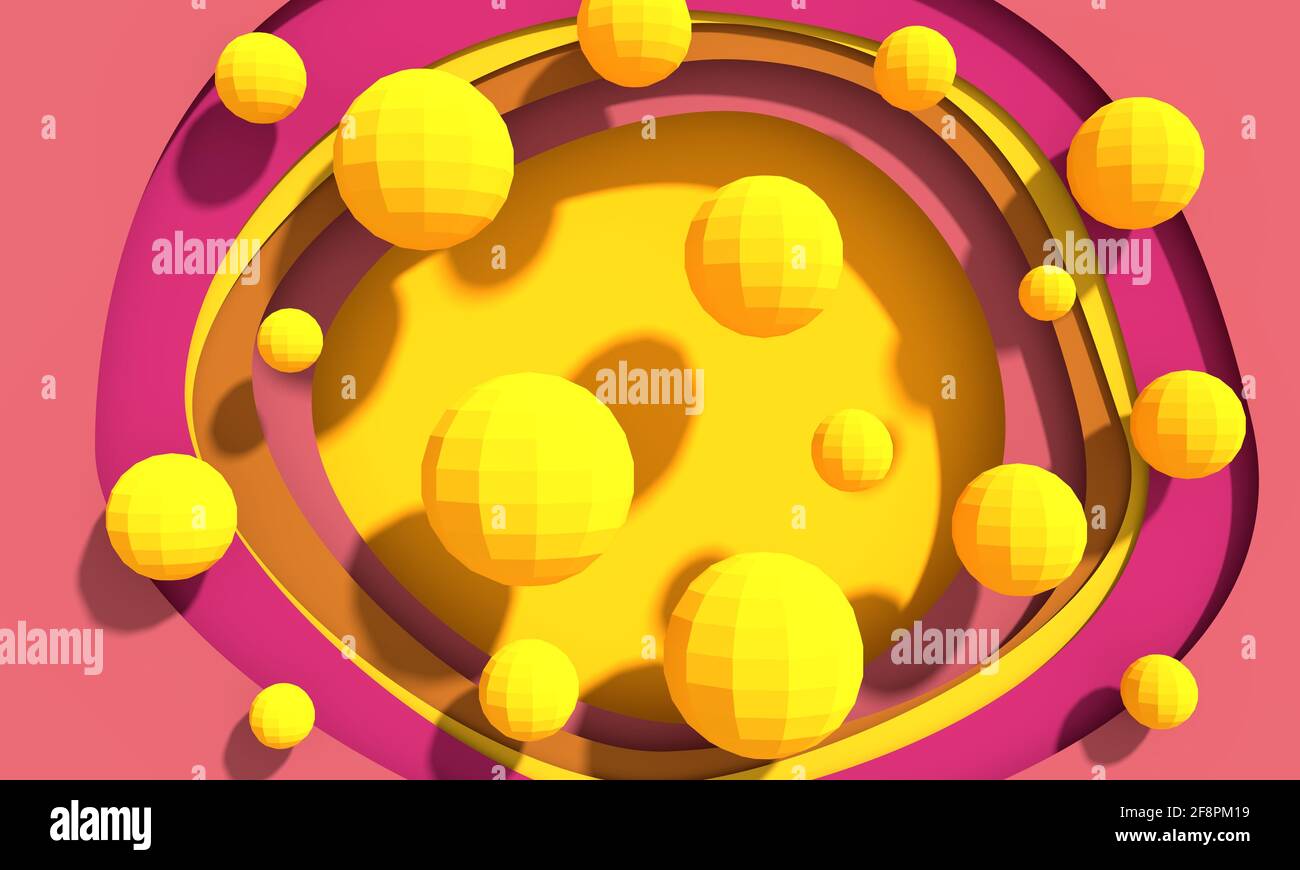 Platonic solid design. Yellow low poly shapes on paper cut backdrop ...