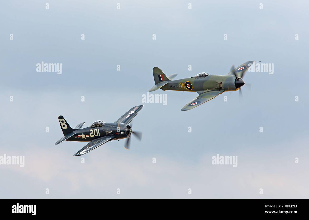 Sea Fury and a Bearcat in formation at Duxford Stock Photo - Alamy