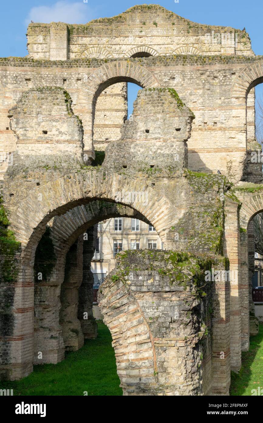 Old ruins of the ancient Roman amphitheater Bordeaux, Mew Aquitaine ...