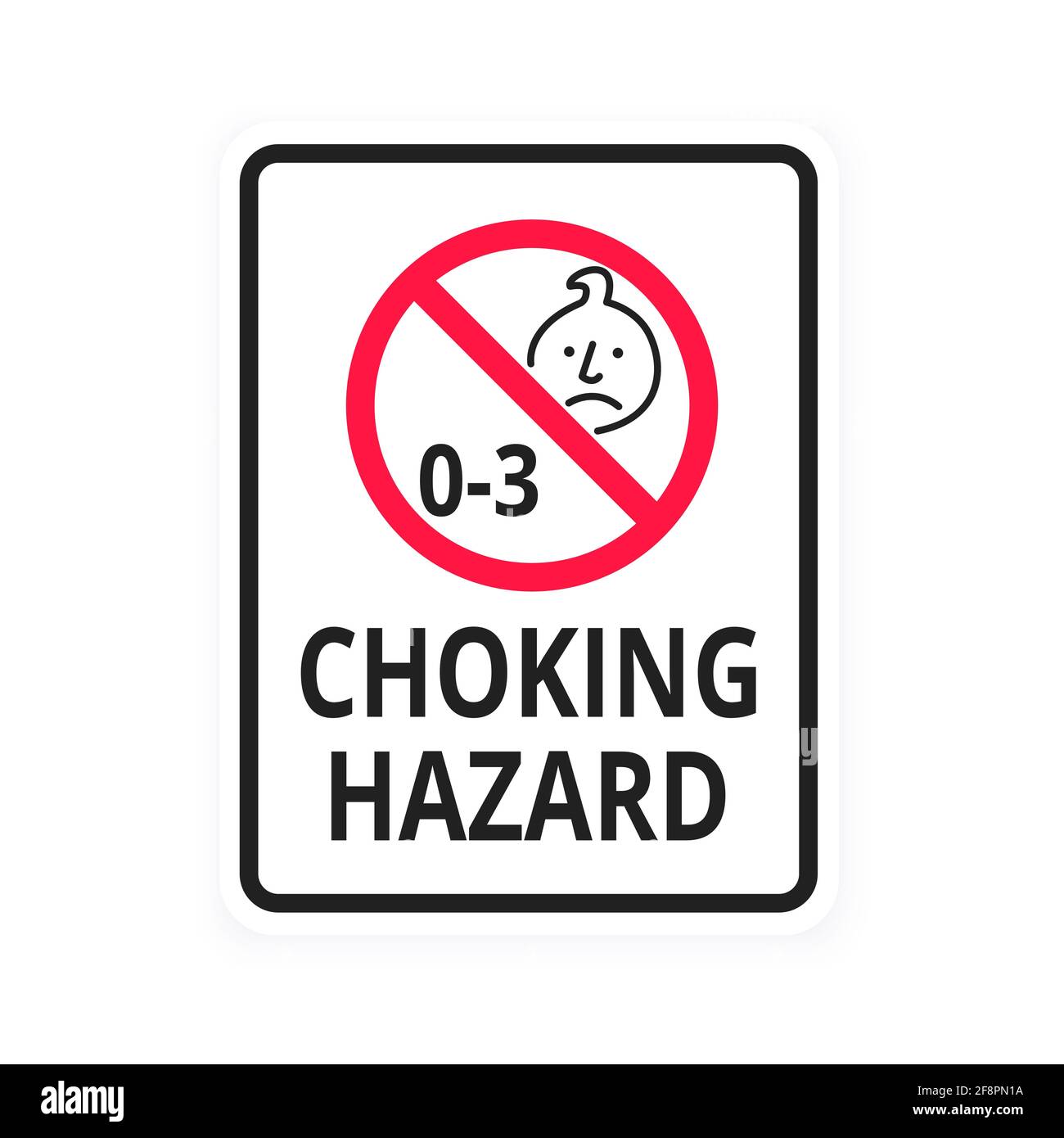 Choking warning hazard forbidden sign sticker not suitable for children under 3 years isolated ...
