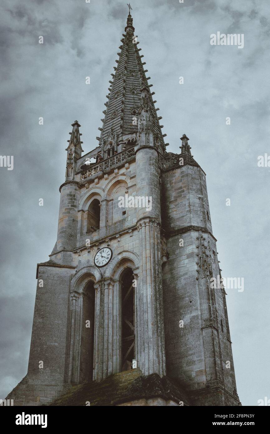 Low-angle shot of Gothic Bell tower cathedral of the church Monolith de ...
