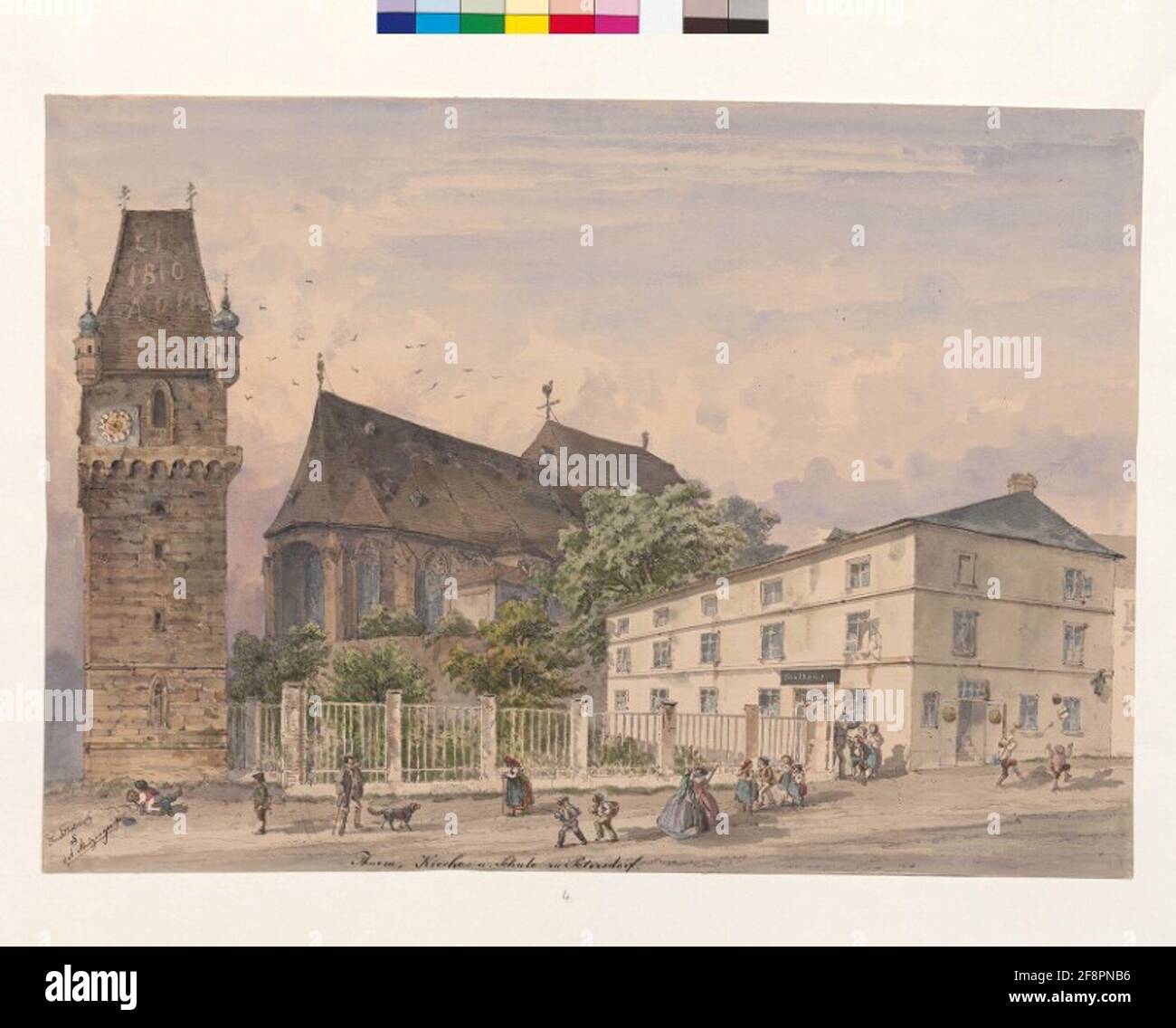 Thurm, church u. School to Petersdorf Stock Photo - Alamy