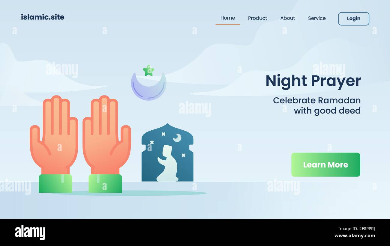 night prayer for website template landing or homepage design vector ...