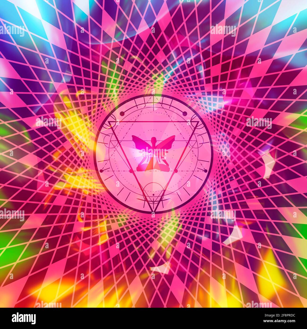 Mystery, witchcraft, occult and alchemy tattoo sign. Mystical vintage ...