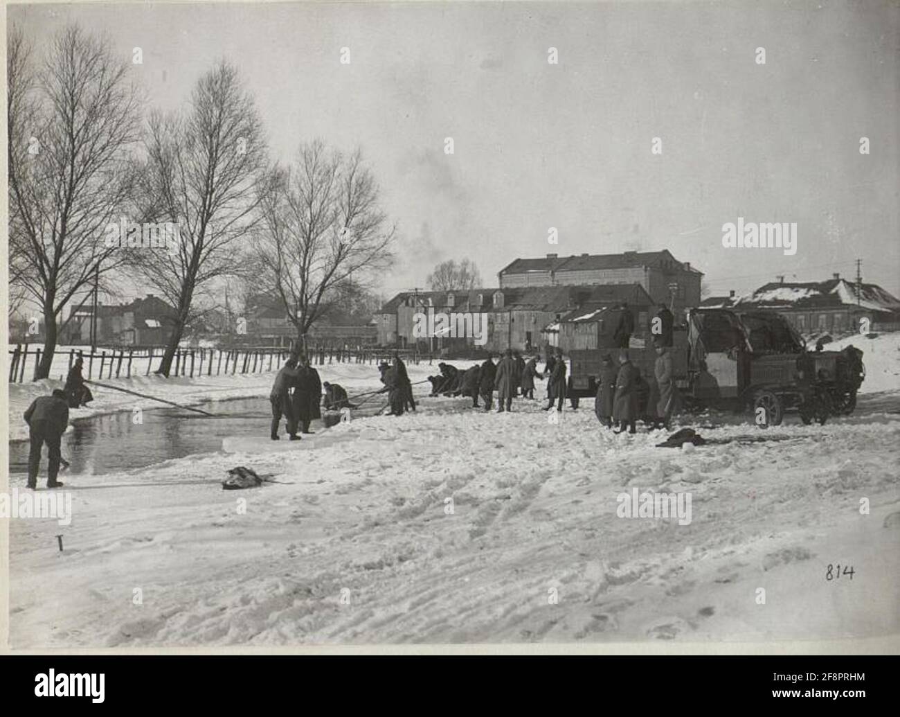 Ice extraction in the winter Galicia Stock Photo - Alamy