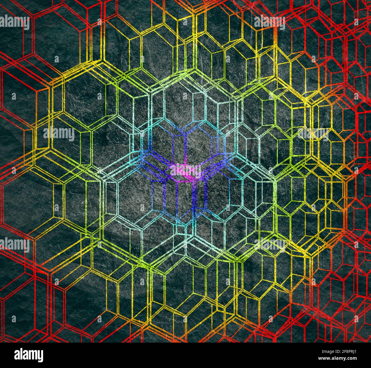 Perspective view on honeycomb. Hexagon pattern background. Isometric ...