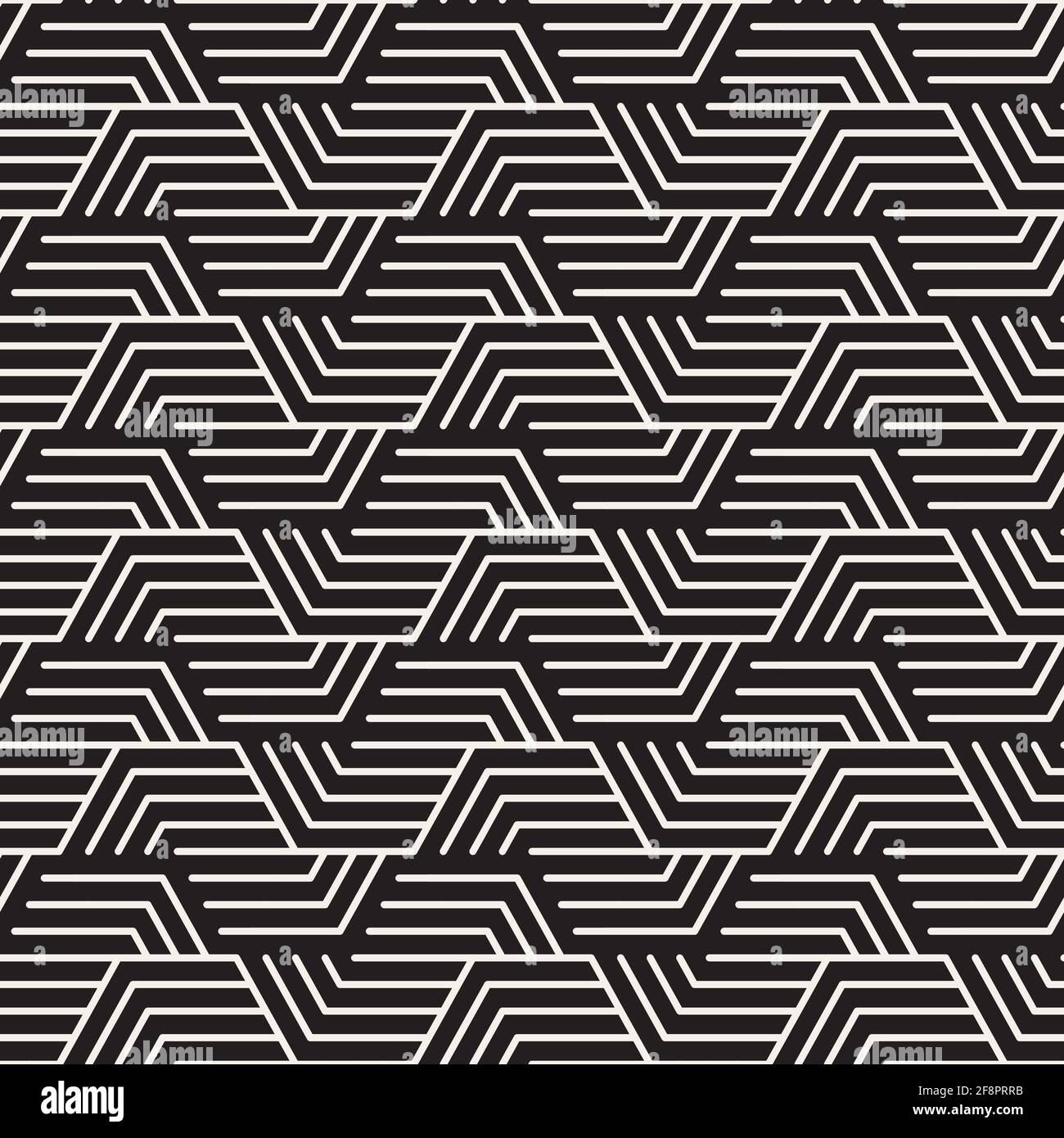 Vector seamless pattern. Repeating geometric black and white lines. Abstract lattice background ...