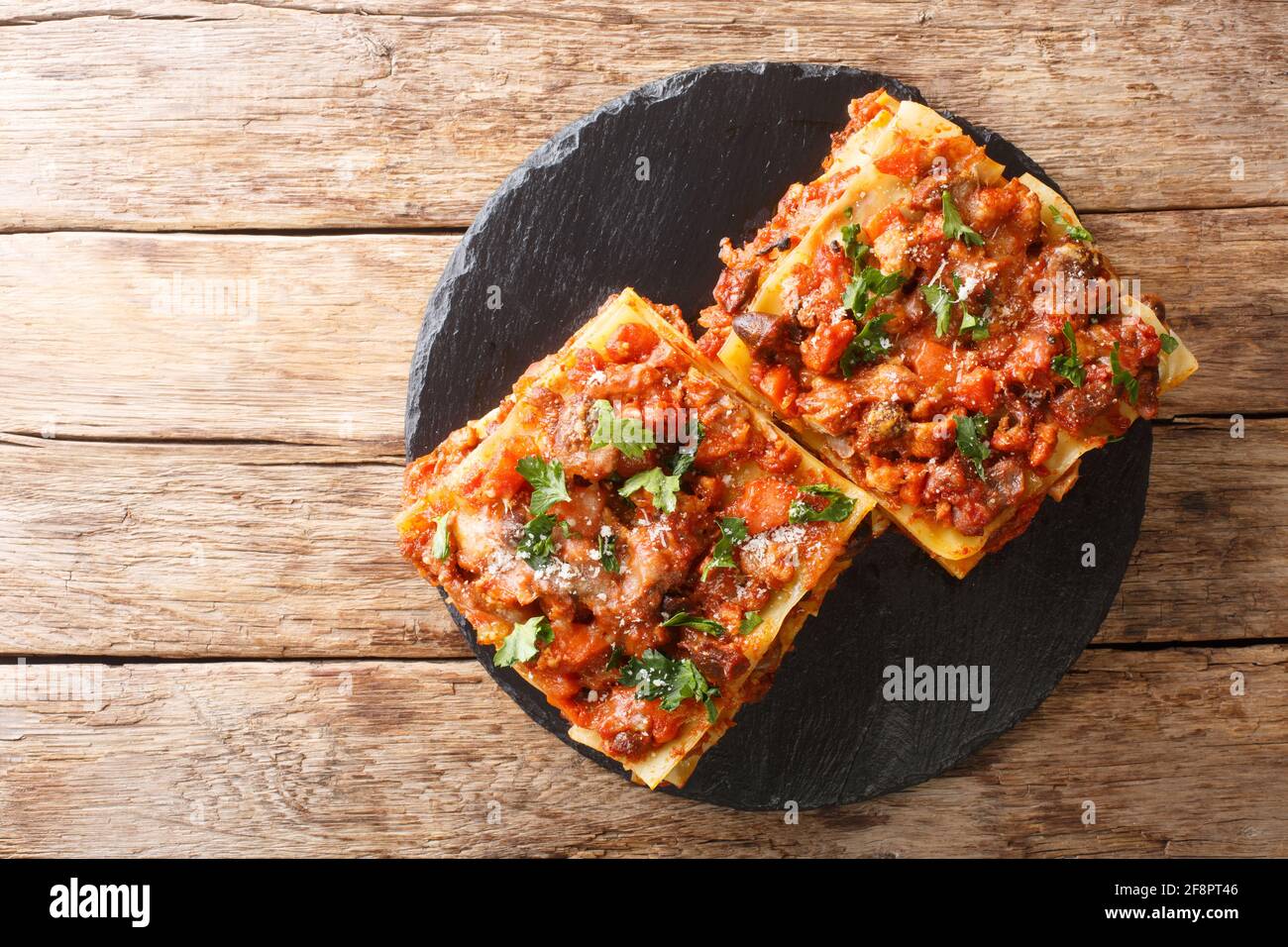 Italian pasta Vincisgrassi with chicken giblets, beef, pork, cheese and ...