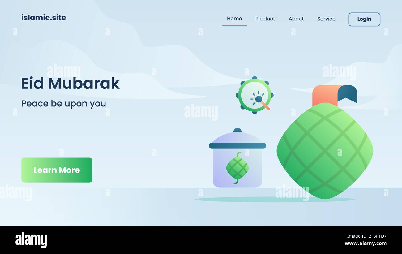 eid mubarak for website template landing or homepage design vector illustration Stock Photo - Alamy