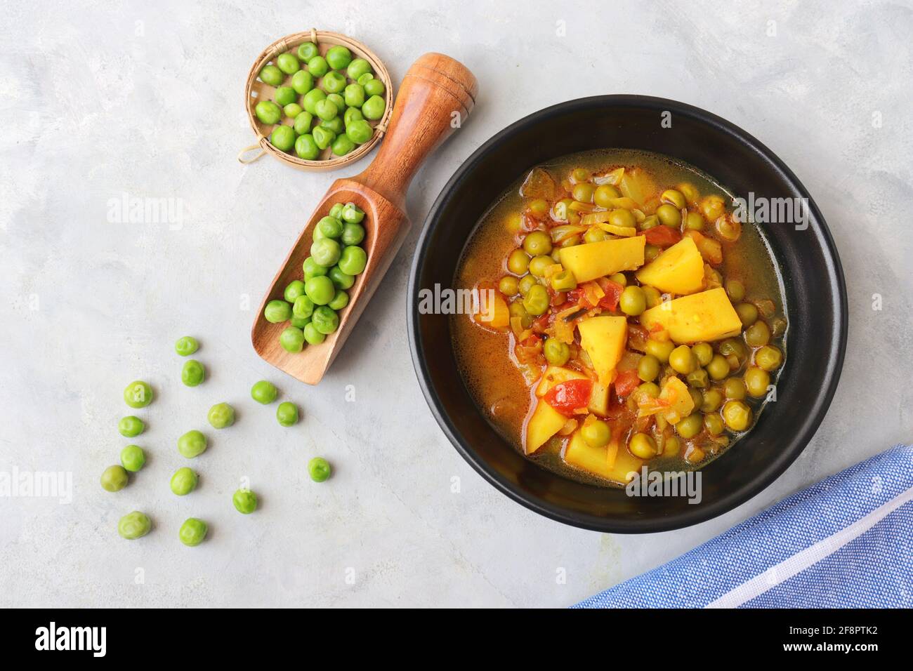 Indian popular homemade Aloo Matar. Potatoes and peas curry. Vatana ...