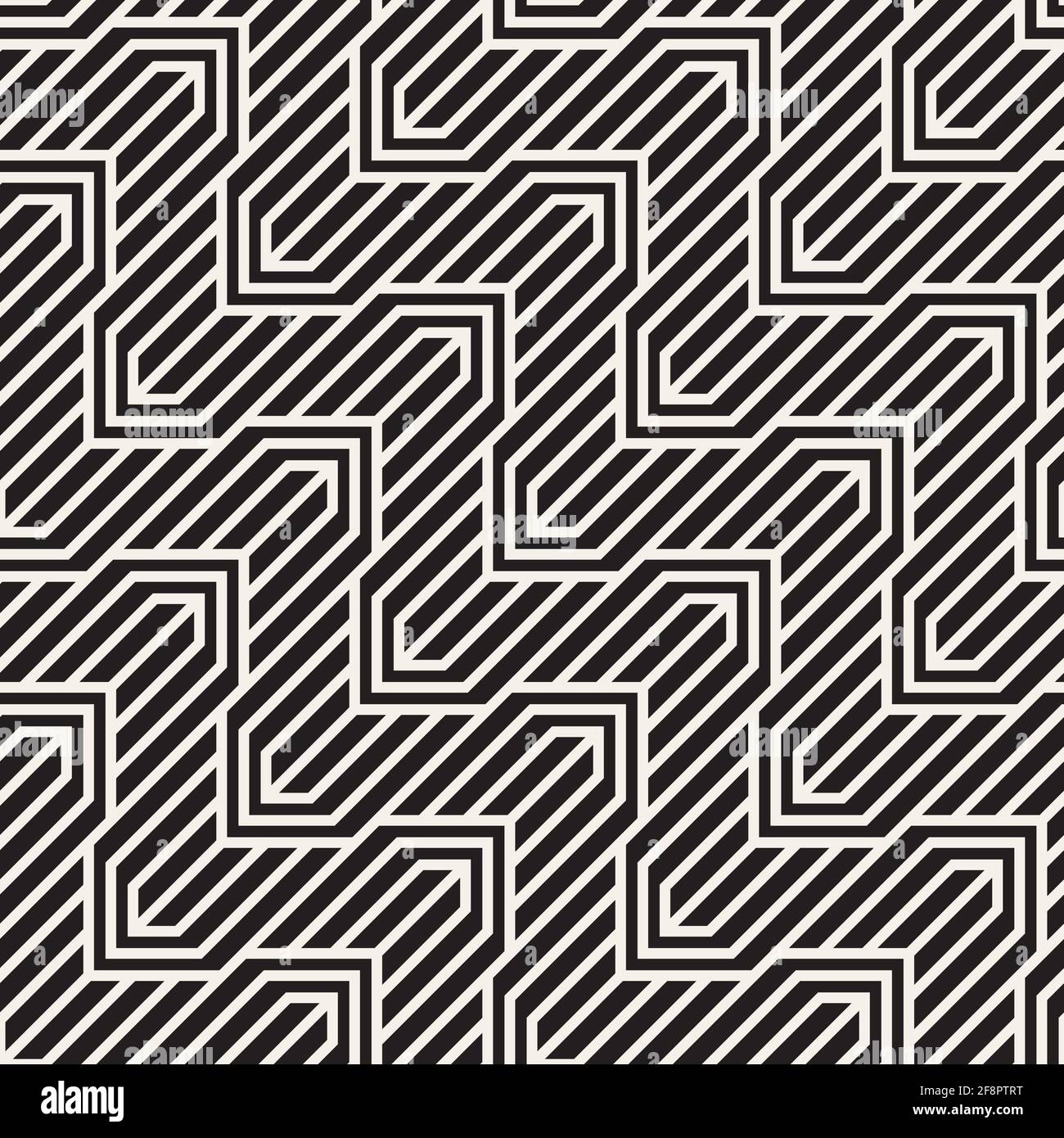 Vector seamless pattern. Repeating abstract background. Black and white geometric design. Modern ...
