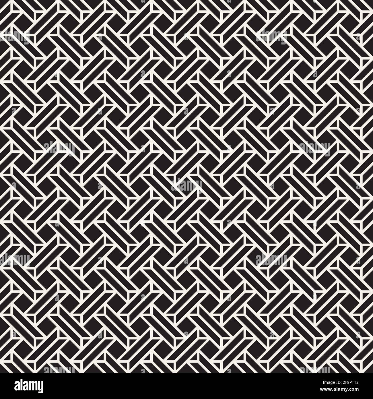 Vector seamless pattern. Repeating geometric black and white lines. Abstract lattice background ...