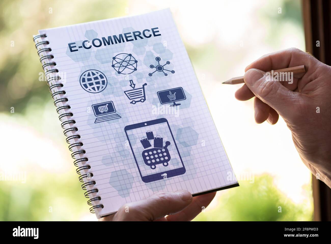 Hand drawing e-commerce concept on a notepad Stock Photo - Alamy