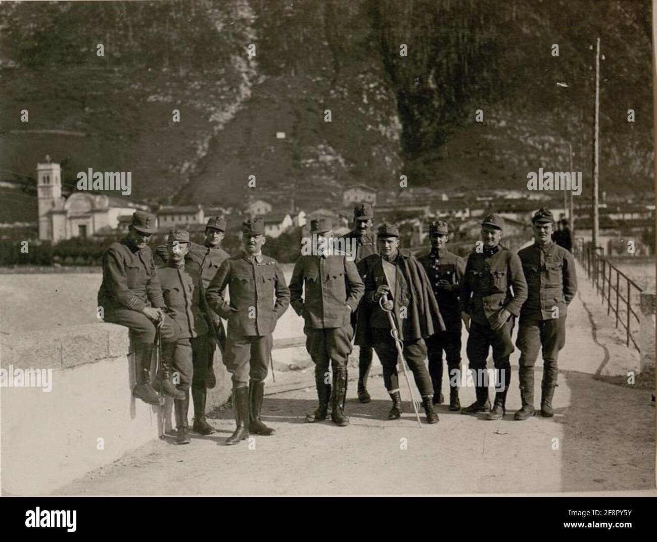 Staff of the group Colonel funny poses before Chiusaforte Raccolana ...