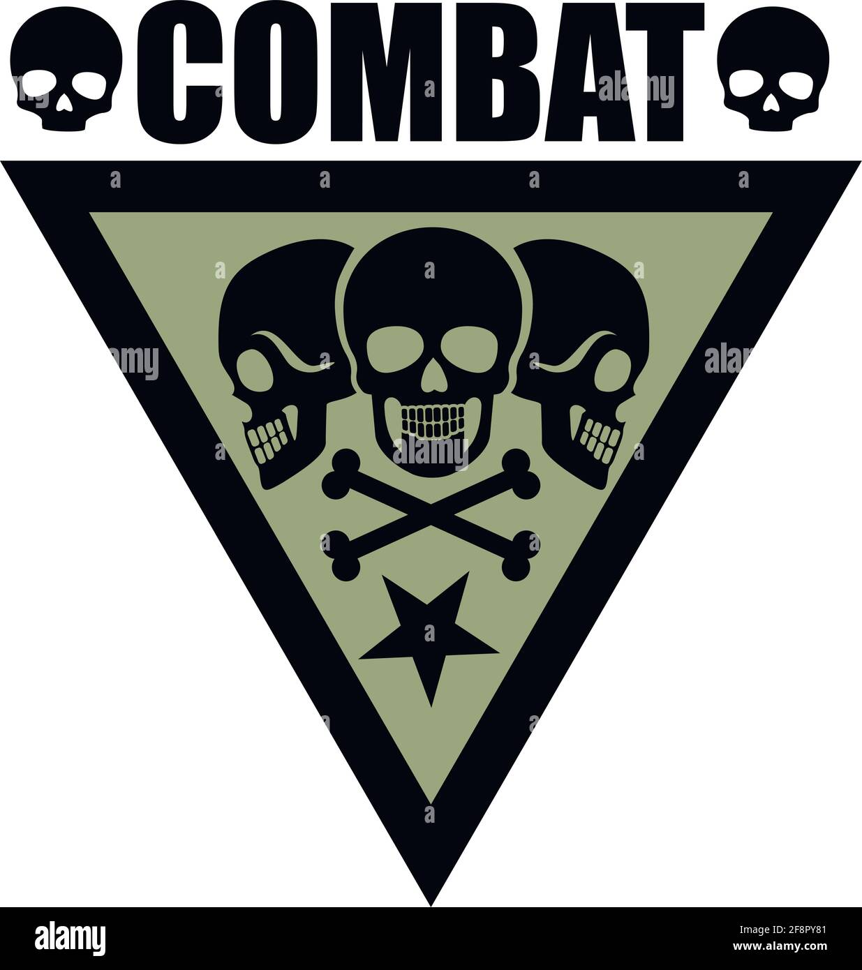 military sign with skull in triangle, grunge vintage design t shirts ...