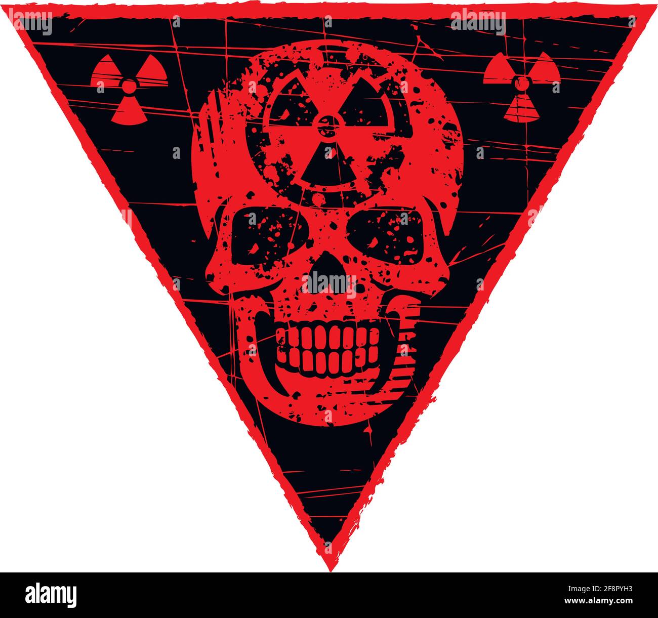 military sign with skull in triangle, grunge vintage design t shirts ...