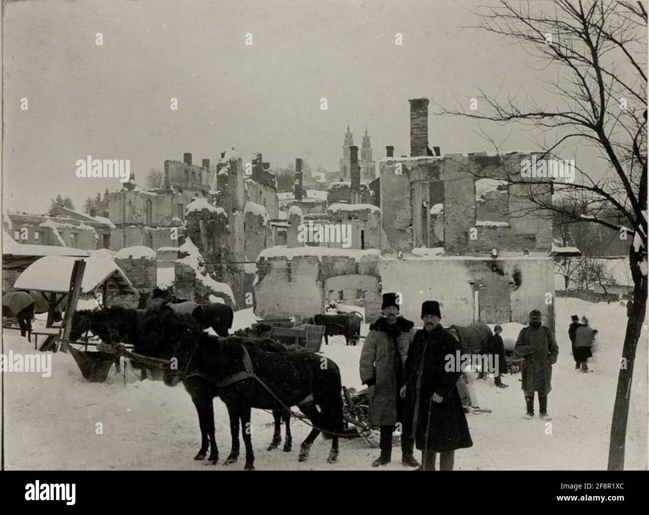 Brandruins of the northeastern district in Buczacz, the most beautiful ...